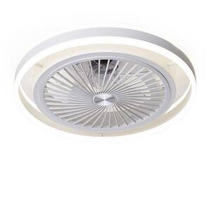 OUKANING 22 in. Integrated LED Indoor Round White Ceiling Fan Modern ...