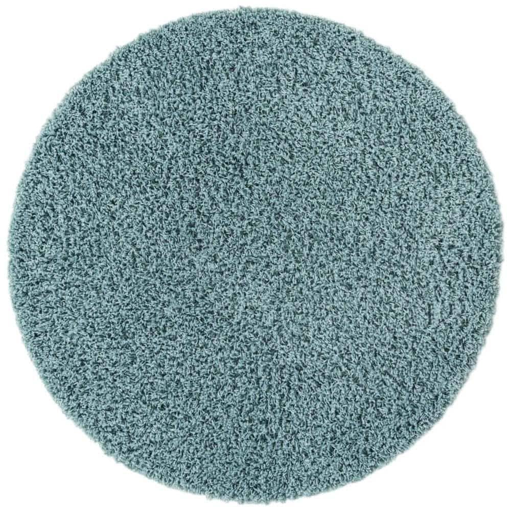 Unique Loom Solid Shag Light Slate Blue 3 ft. 3 in. x 3 ft. 3 in. Area ...