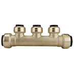 Tectite 3/4 in. x 3/4 in. Brass Push-To-Connect Inlets with 3-Port Open Manifold 1/2 in. Push-To ...