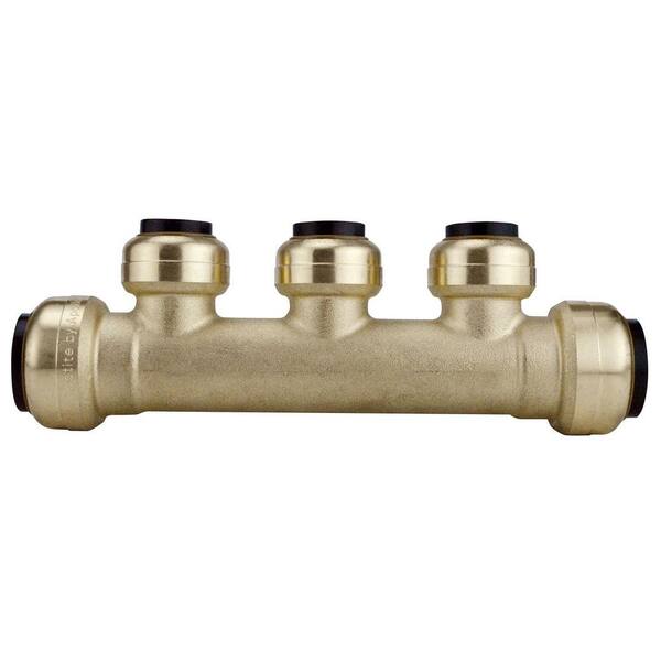 Tectite 3/4 in. x 3/4 in. Brass Push-To-Connect Inlets with 3-Port Open Manifold 1/2 in. Push-To ...