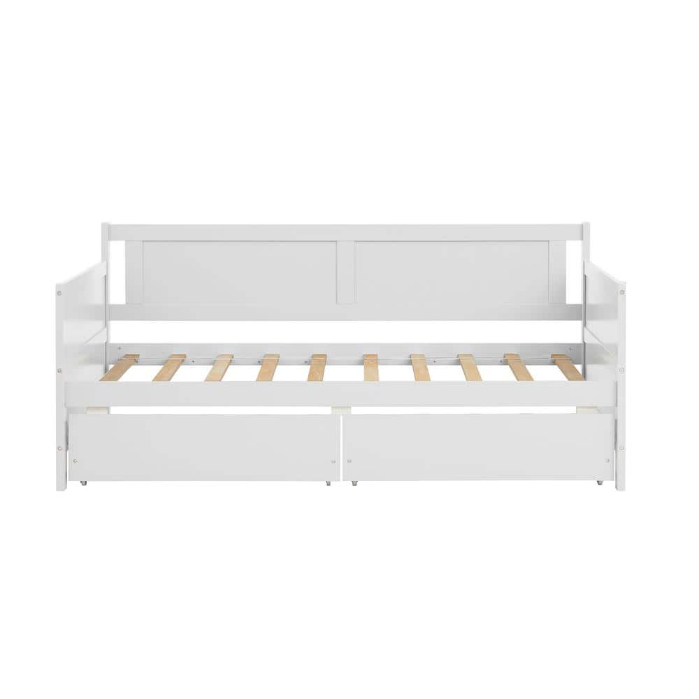 Jushua White Twin size Daybed with Storage Drawers for Bedroom, Living ...