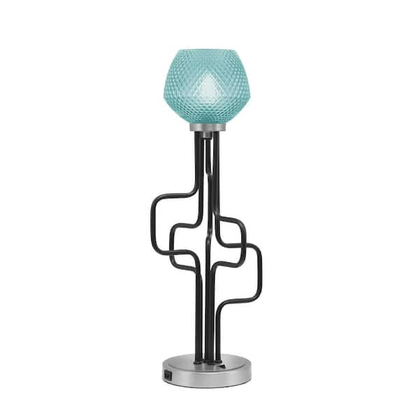 Elonia 22.75 in. Matte Black/Graphite Accent Lamp, with USB Ports, with ...