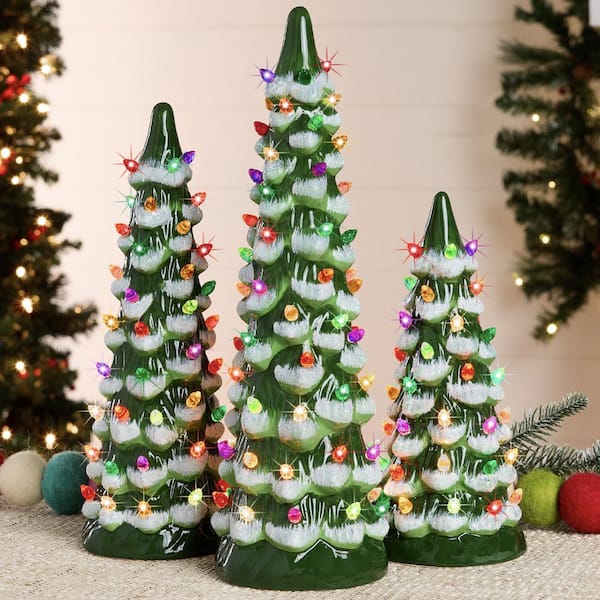 Best Choice Products Flocked Green Set of 3 XL Pre-Lit Hand-Painted ...