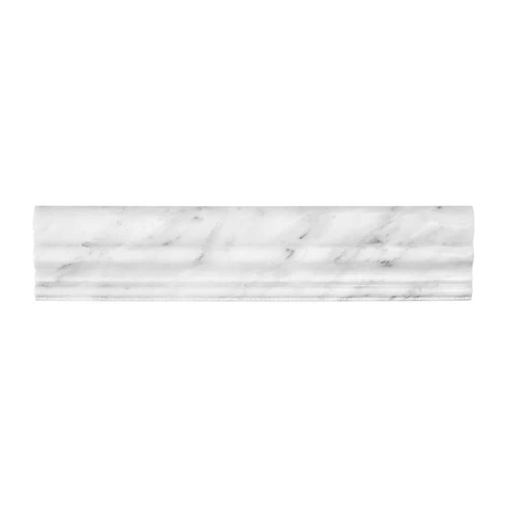 Jeffrey Court Icicle 2-1/2 in. x 11-7/8 in. Marble Crown Wall Tile ...