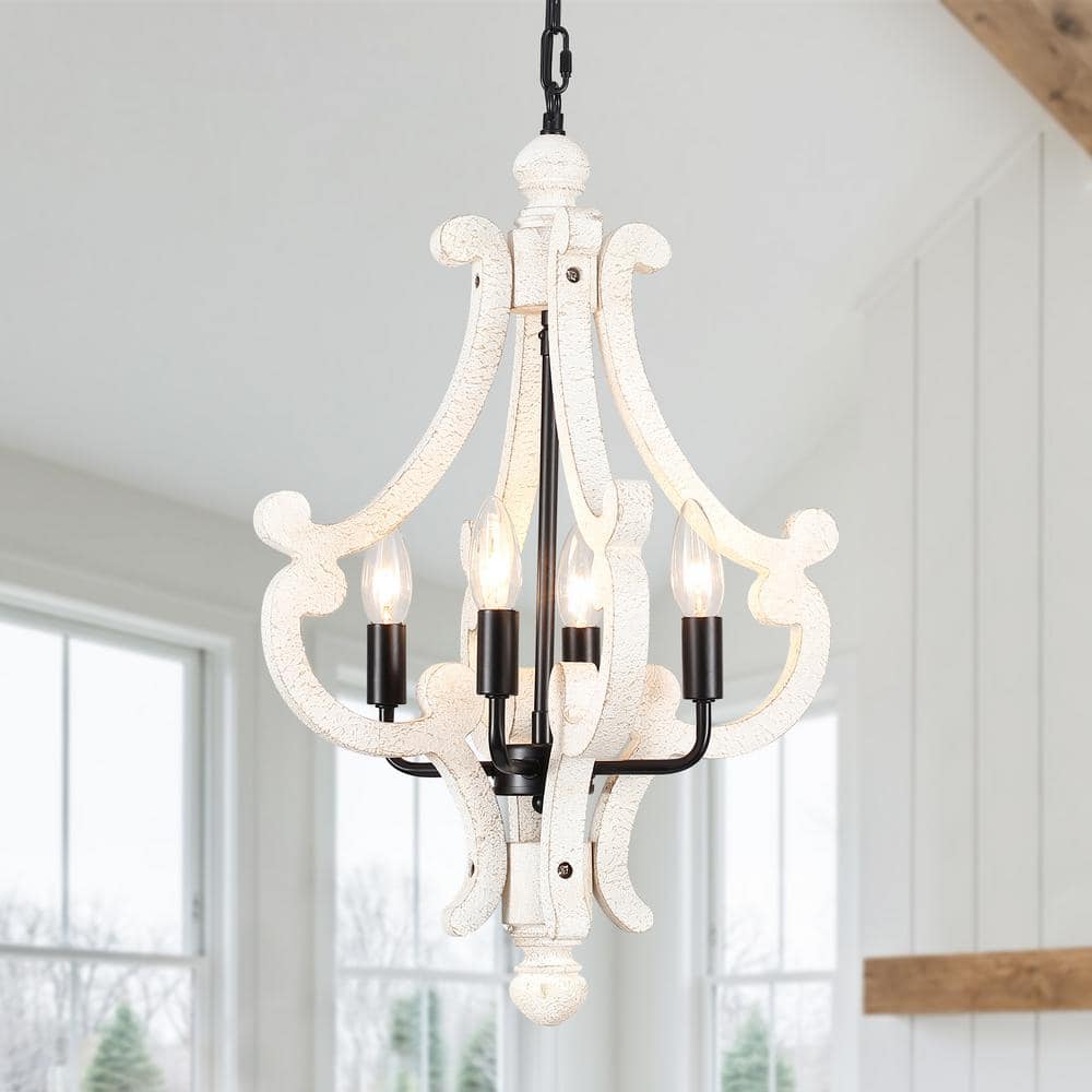 LWYTJO Eron 4-Light Black Orb Farmhouse Chandelier Rustic Antique ...
