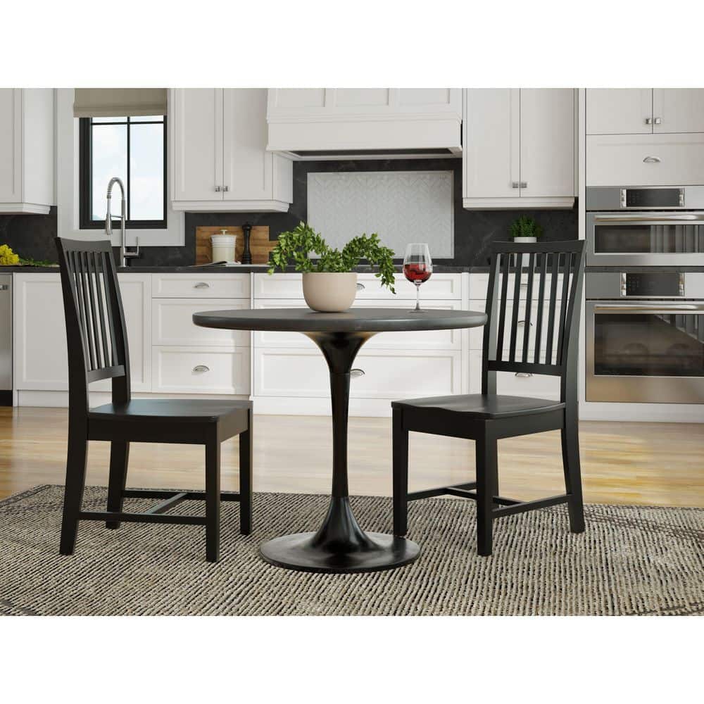 Carolina Chair & Table Alden 40 in. Round Warm Black and Black Wood Top ...