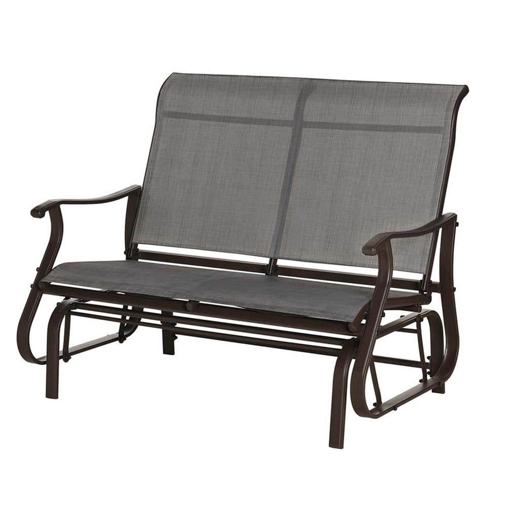 SUNRINX 46.8 in. 2-Person Grey Metal Outdoor Bench SRS1HW05 - The Home ...