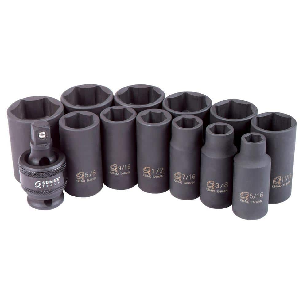 Sunex Tools 3/8 in. Drive SAE Mid Depth Impact Socket Set-SUN3327 - The ...