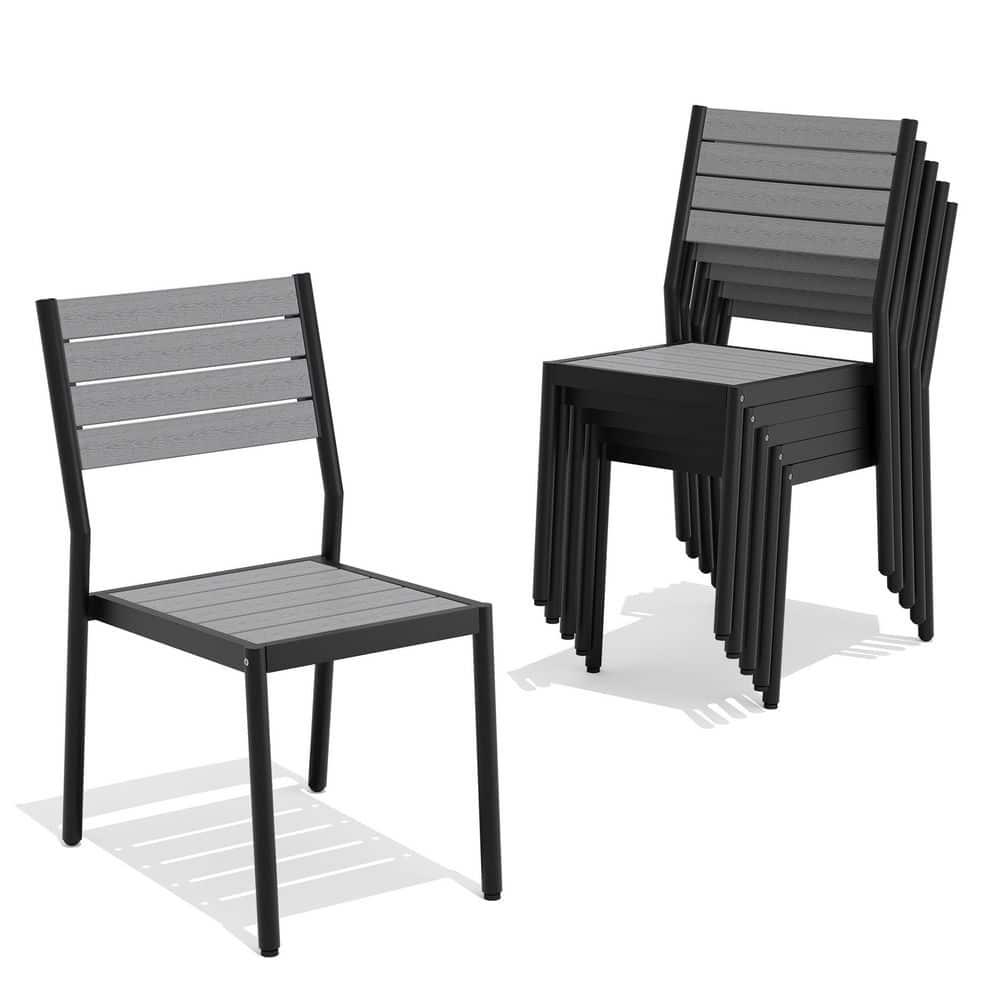 Pellebant Stackable Outdoor Dining Chairs Aluminum Armless Patio Dining ...