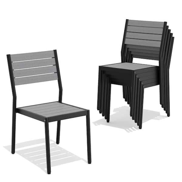 Pellebant Stackable Outdoor Dining Chairs Aluminum Armless Patio Dining ...