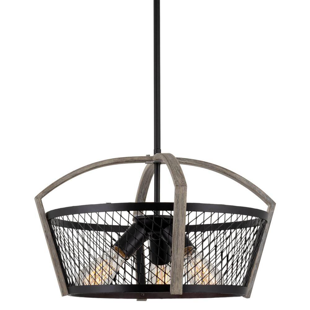 Kira Home Ember 60-Watt 3-Light Black Farmhouse Chandelier, No Bulb Included RVL-CP3084-3-BK+WAO ...