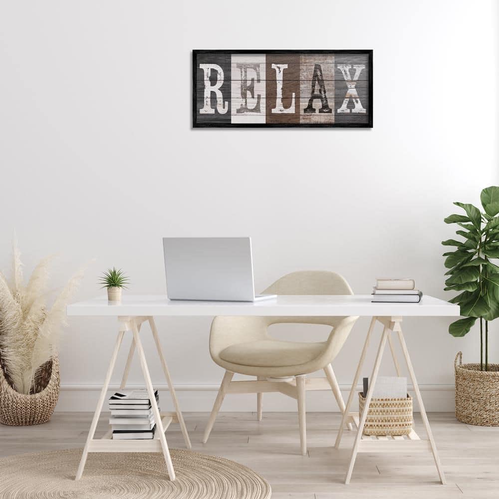 Stupell Industries Rustic Bathroom Relax Letters by Susan Arnot Black ...