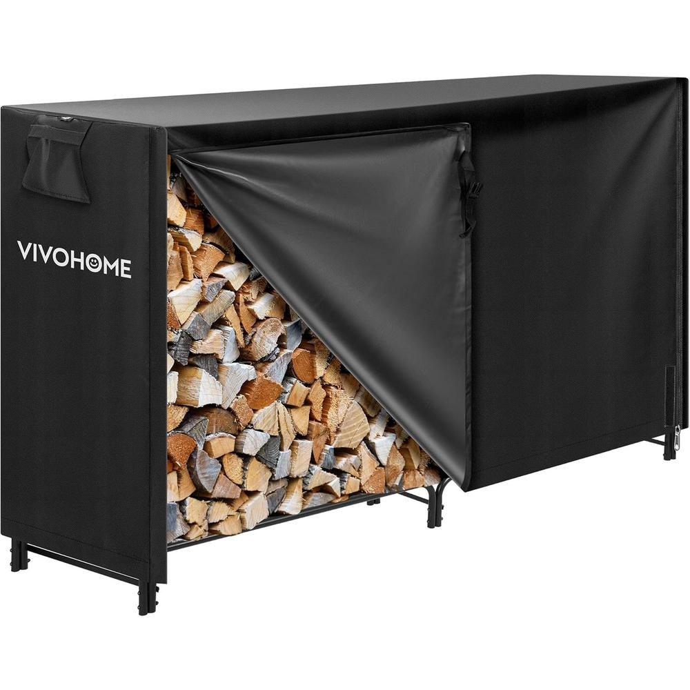 VIVOHOME 72 in. Heavy-Duty Indoor Outdoor Firewood Rack with Cover ...