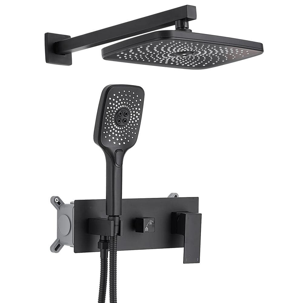 BWE 2-Spray Wall Mount Dual Fixed and Handheld Shower Head with 2.5 GPM Rainfall Handheld Shower ...