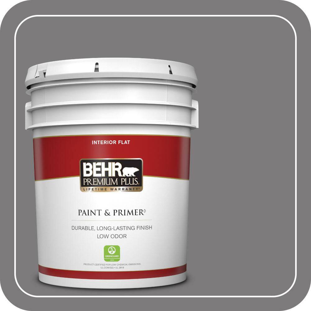 BEHR PREMIUM PLUS 5 gal. #BXC-58 Stormy Gray Flat Low Odor Interior ...