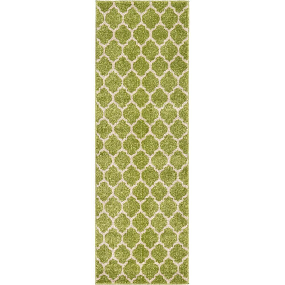 Unique Loom Trellis Philadelphia Light Green/Beige 2' 0 x 6' 0 Runner ...