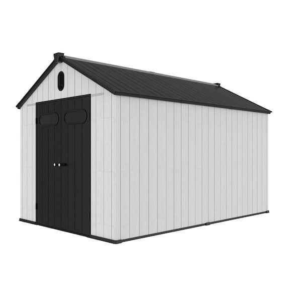 8 ft. W x 12 ft. D plastic storage shed with floor, lockable, vented ...