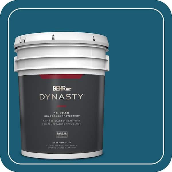 BEHR DYNASTY 5 gal. #540D-7 Deep Blue Sea Flat Exterior Stain-Blocking ...