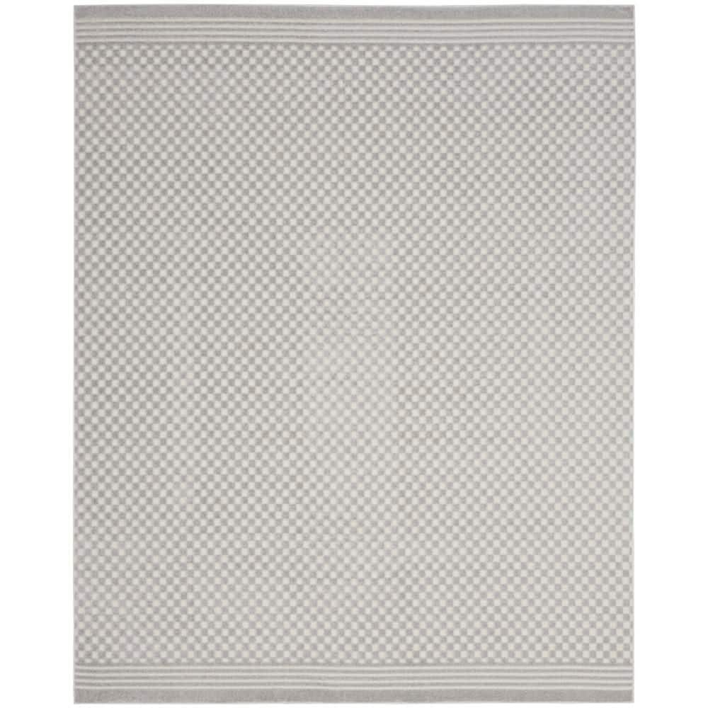 Nourison Casual Light Grey 8 ft. x 10 ft. Checker Contemporary Area Rug ...