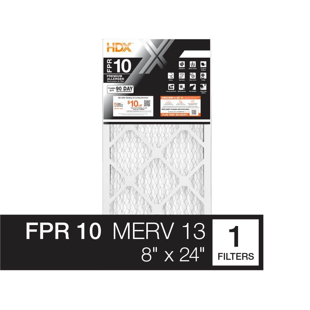 HDX 8 in. x 24 in. x 1 in. Premium Pleated Air Filter FPR-10, MERV-13 ...