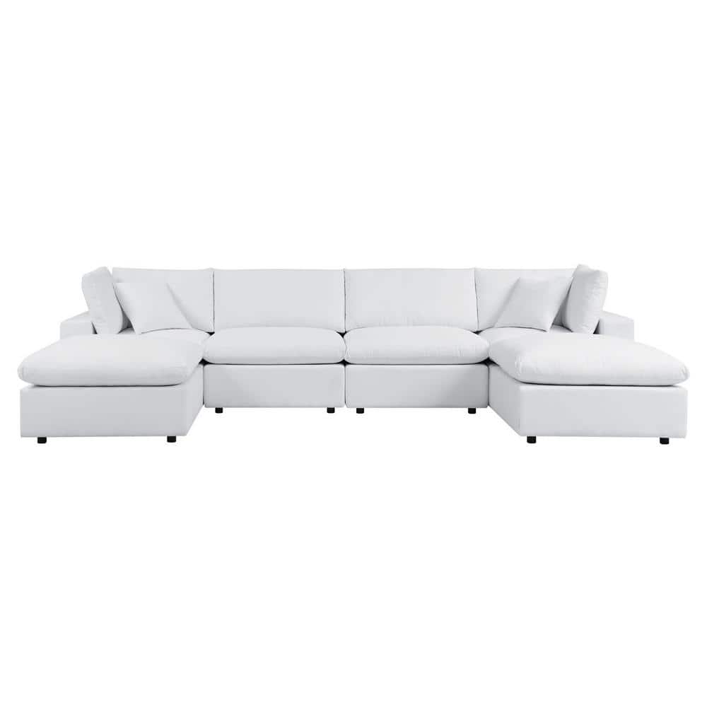 MODWAY Commix 6-Pieces Sunbrella Aluminum Outdoor Sectional Sofa with ...