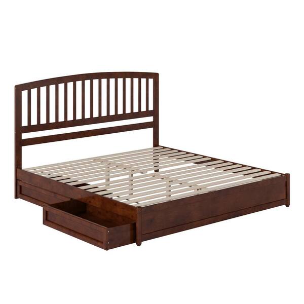 AFI Lucia Walnut Brown Solid Wood Frame King Platform Bed with Panel ...