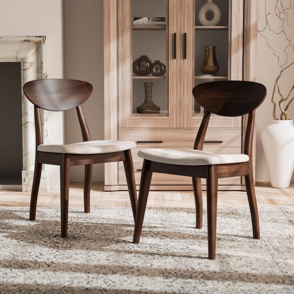 Furniture of America Shelun V Rich Walnut Fabric Upholstered Dining ...