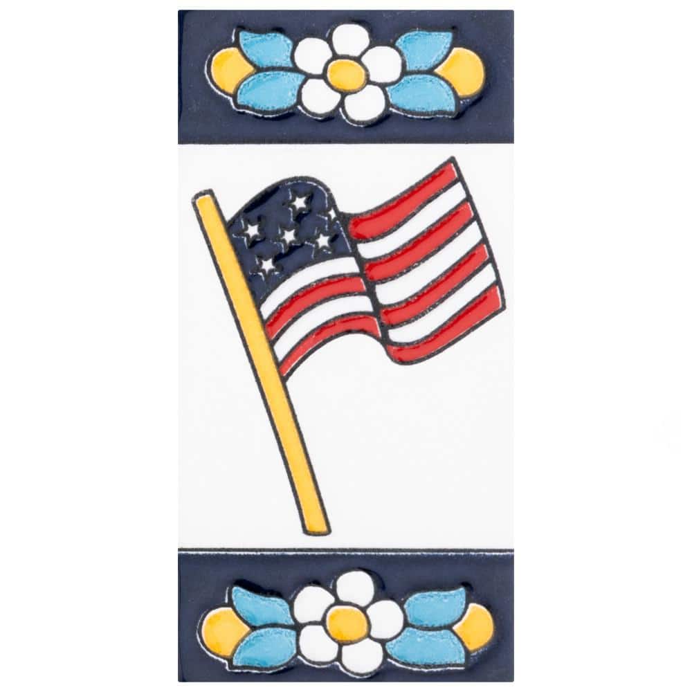 Merola Tile Sevillano Flora Address Accents Accents US Flag 2-1/8 in. x ...