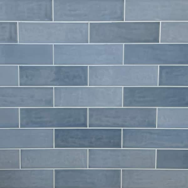 TILE CONNECTION Bedouin Blue Subway Tile 4 in. x 6 in. Glossy Ceramic ...