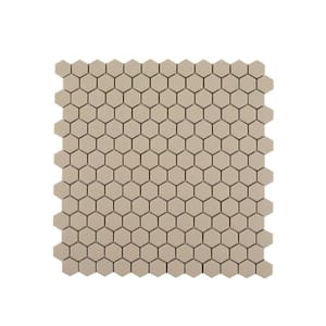 Jeffrey Court 2 in. Hexagon Maroon 12.5 in. x 10.75 in. Glossy and ...