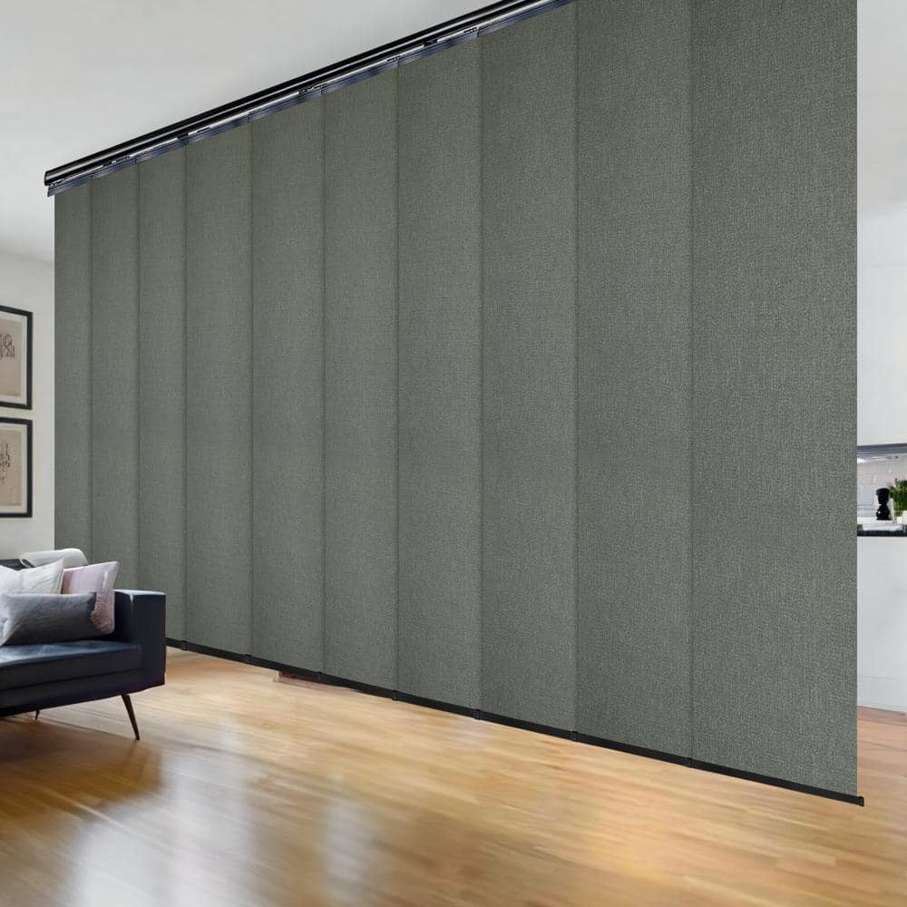 EMOH Nikolai 120 in. to 218 in. W x 94 in. L Adjustable 10-Panel Black ...