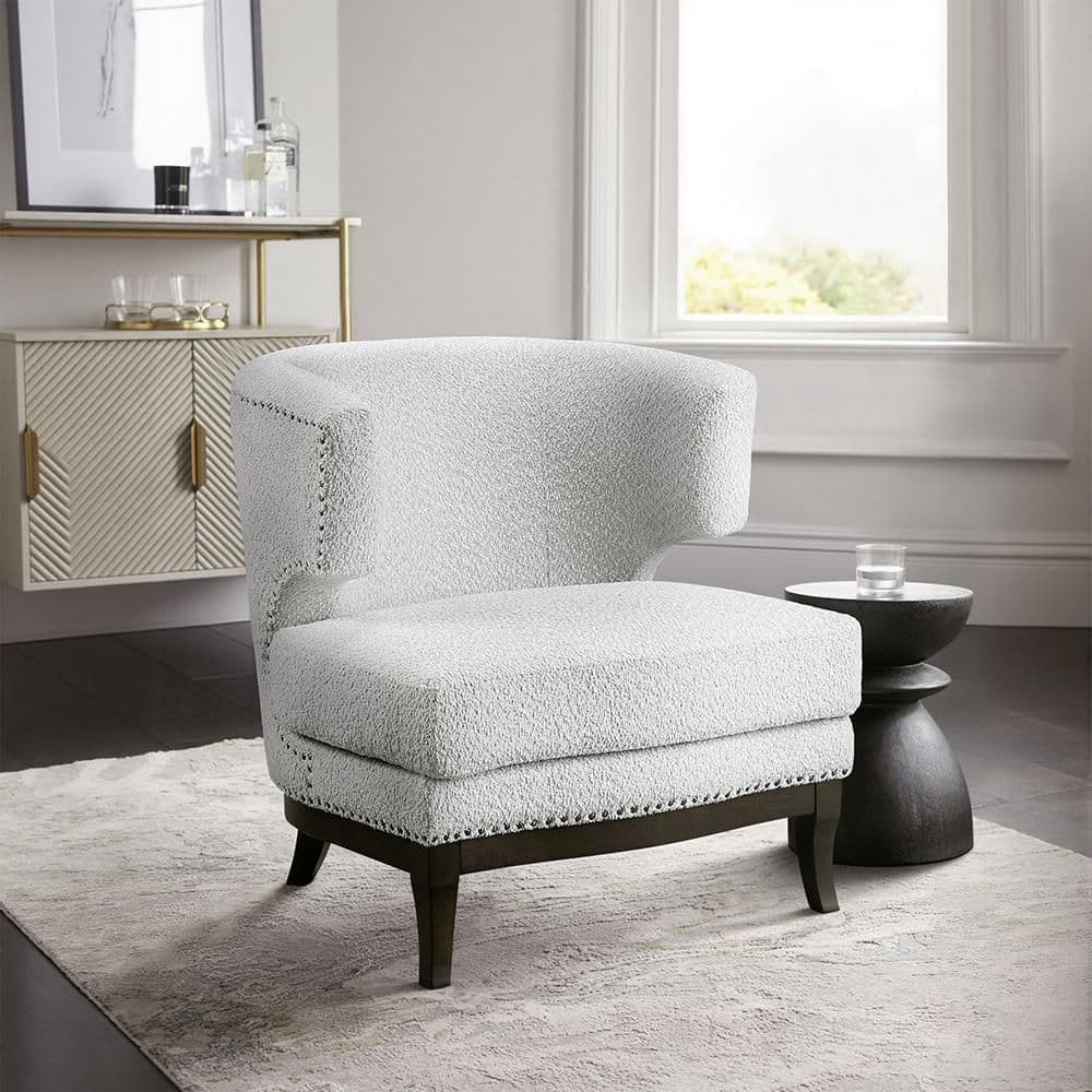 Lazzara Dalhart Boucle Upholstery Gray Accent Armless Chair 1016GY-1 - The Home Depot