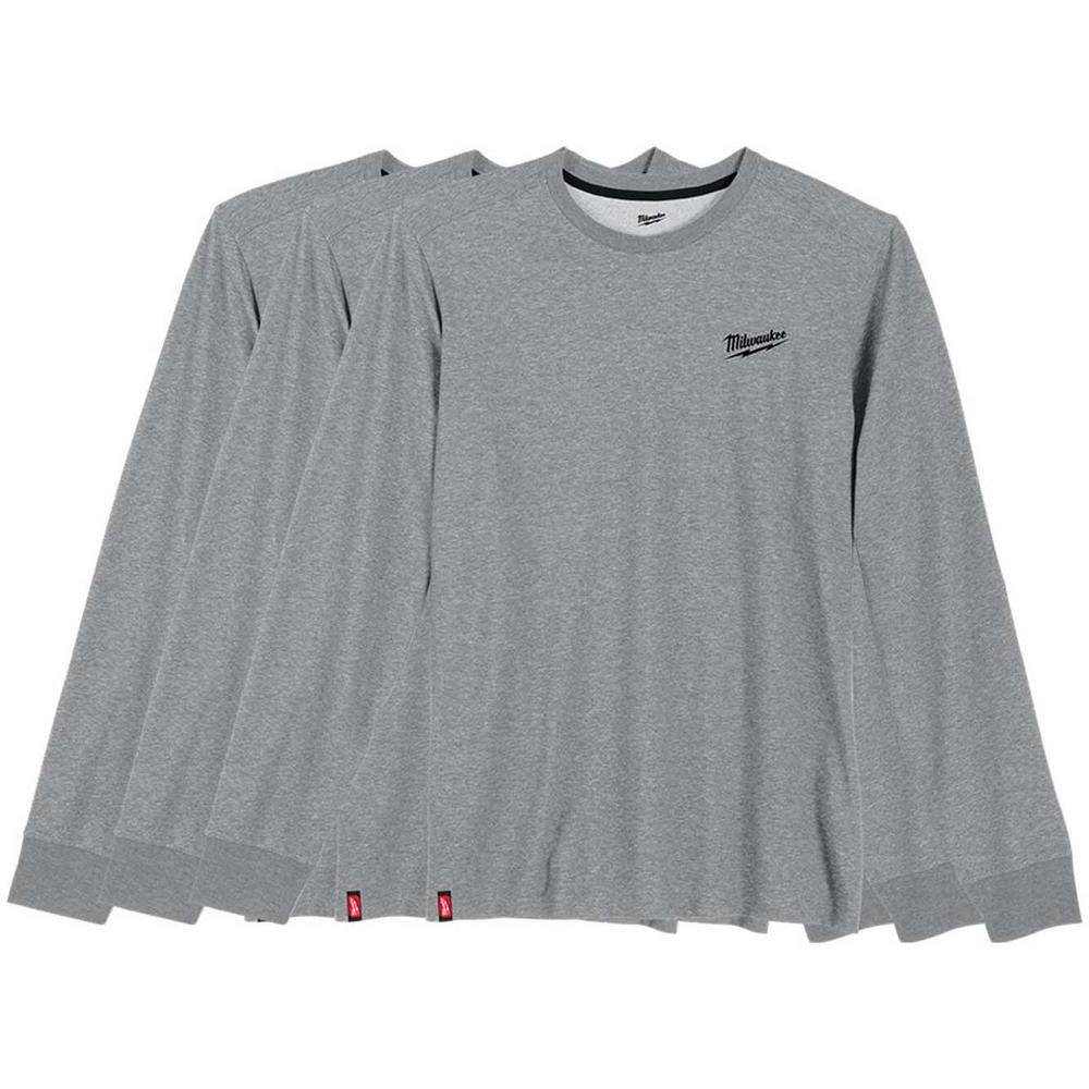 Milwaukee Men's 2X-Large Gray Cotton/Polyester Long-Sleeve Hybrid Work ...