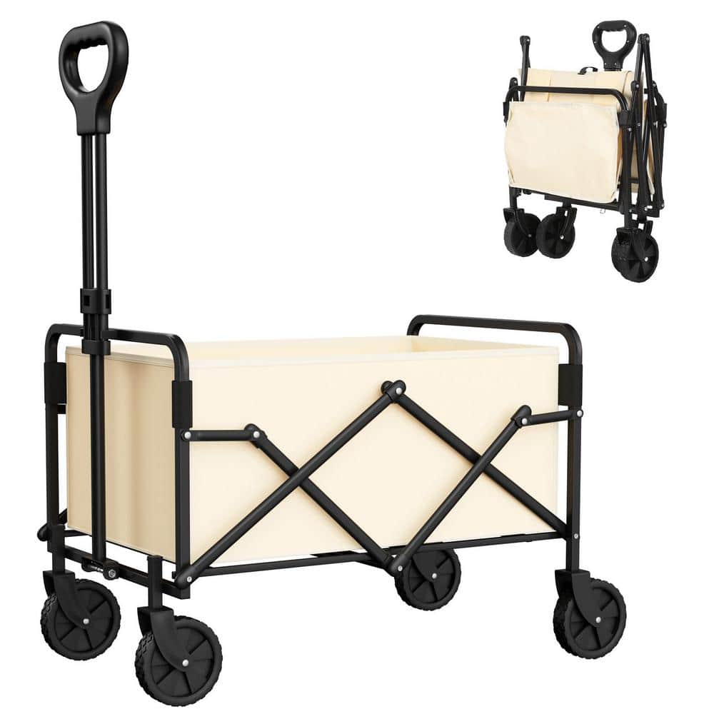 Oumilen 5.3 cu. ft. Steel Garden Carts Heavy-Duty Collapsible Wagon ...