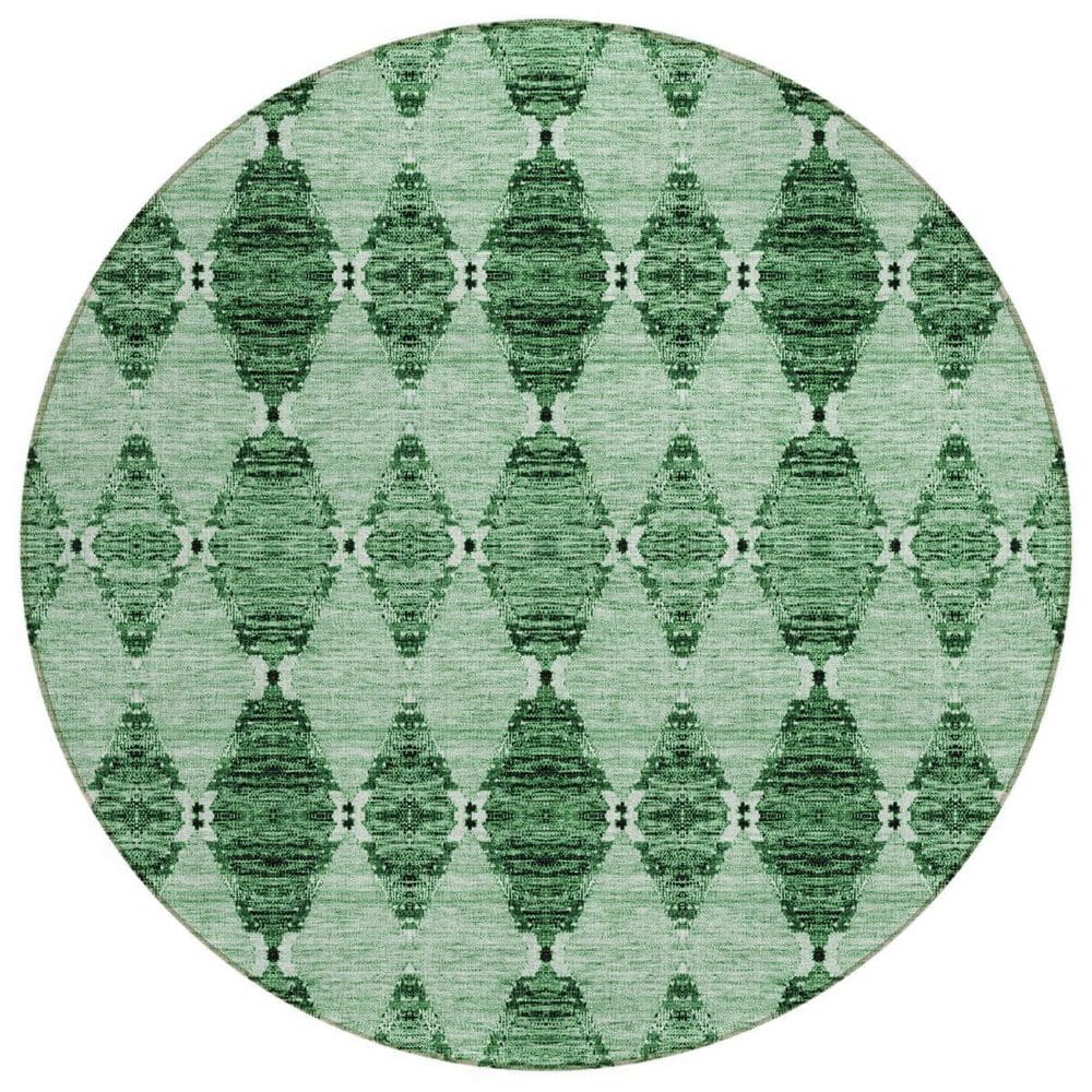 HomeRoots Emerald, Green 8 ft. Round Woven Moroccan Polyester Round ...