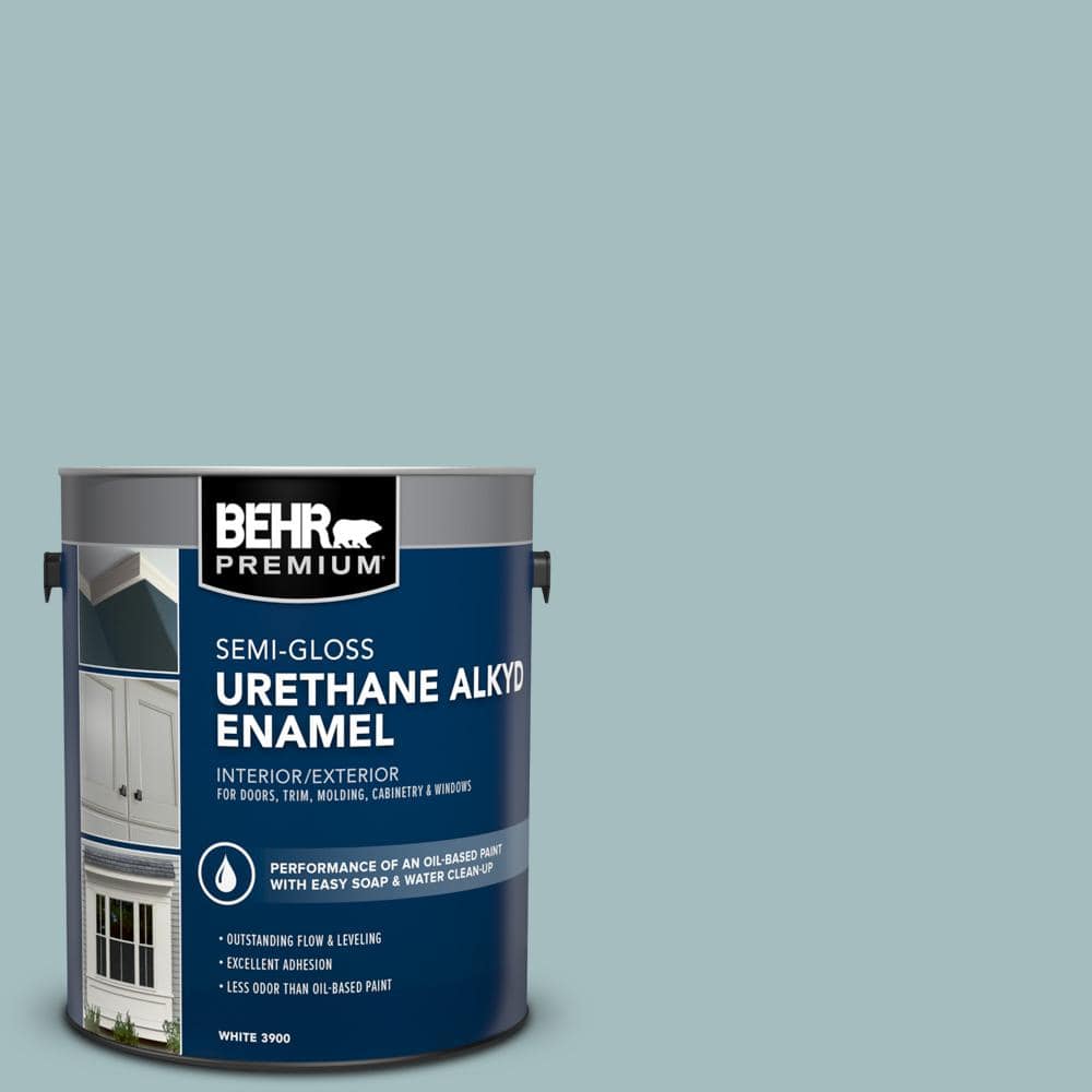 BEHR PREMIUM 1 gal. #PPU13-13 Oslo Blue Urethane Alkyd Semi-Gloss ...