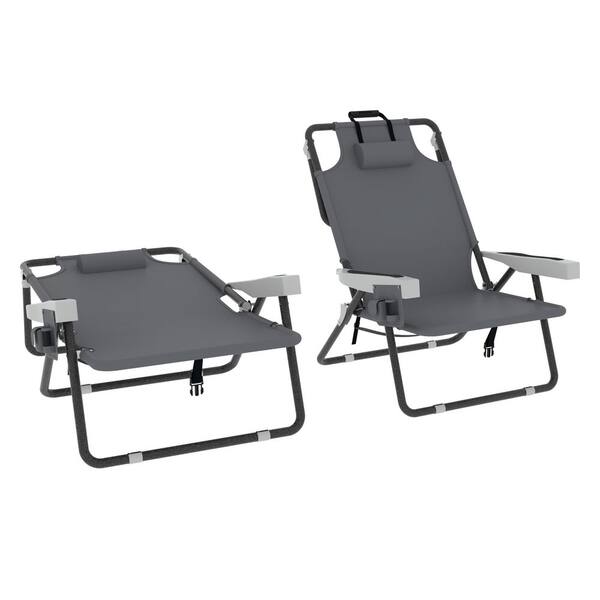 VEIKOUS 2-Pack Folding Portable Metal Backpack Camping Chairs with ...