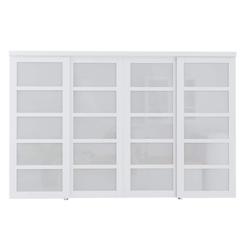 ARK DESIGN 120 in. x 80 in. 5 Lite Tempered Frosted Glass and Primed ...