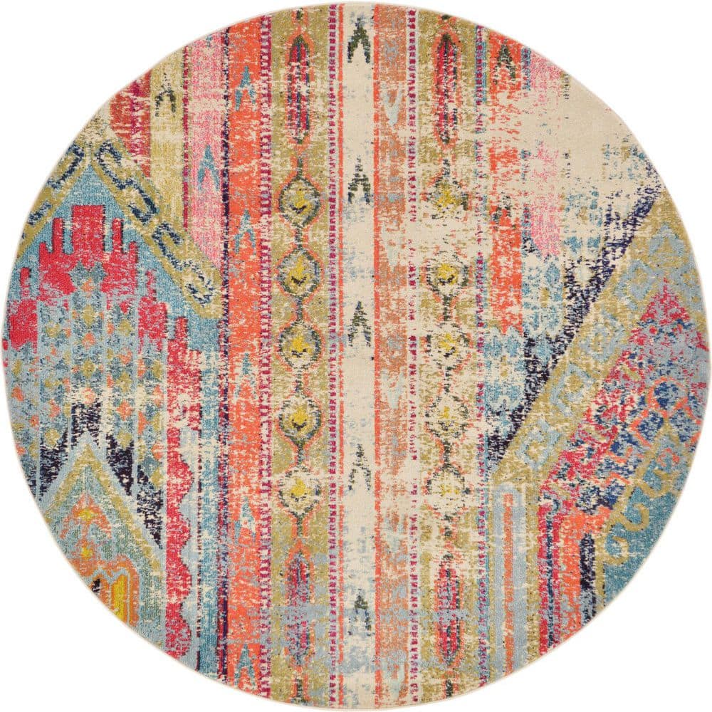 Unique Loom Sedona Yosemite Multi 8 ft. x 8 ft. Round Area Rug 3127703 ...