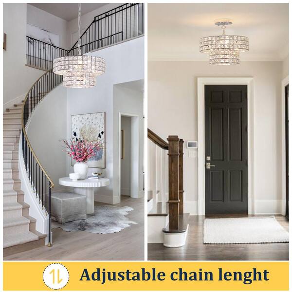 Two Story Nickel Chandeliers IT 3 3 Light Crystal Sconce – King's
