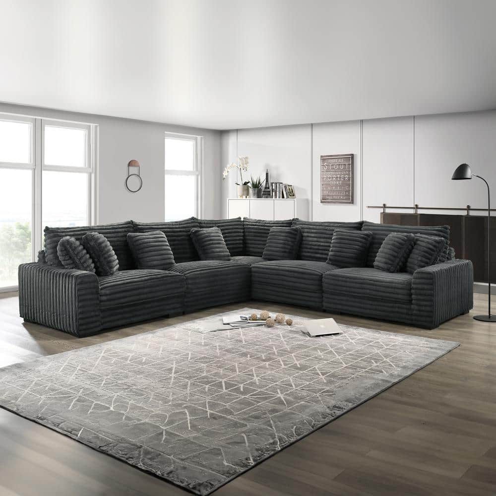 New Classic Furniture Embrace Charcoal 5pc Sectional