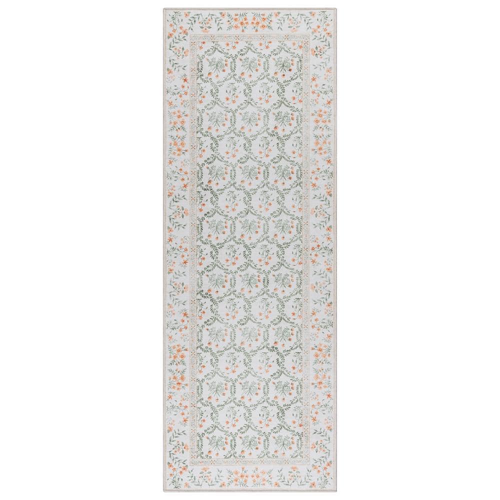 Gertmenian Crystal Print Vela Ivory/Green 2 ft. x 6 ft. Floral ...