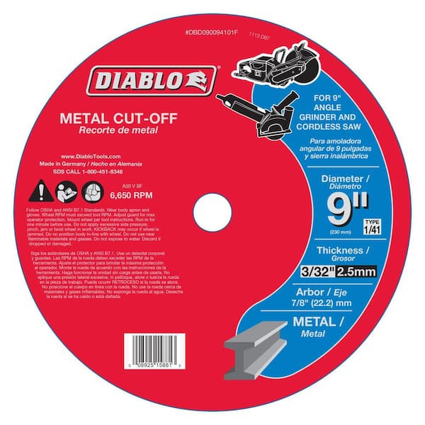 DIABLO 9 in. Metal Cutting Bonded Disc DBD090094101F - The Home Depot