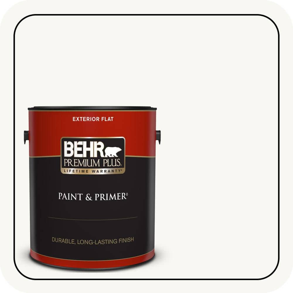 BEHR PREMIUM PLUS 1 gal. Ultra Pure White Flat Exterior Paint & Primer ...