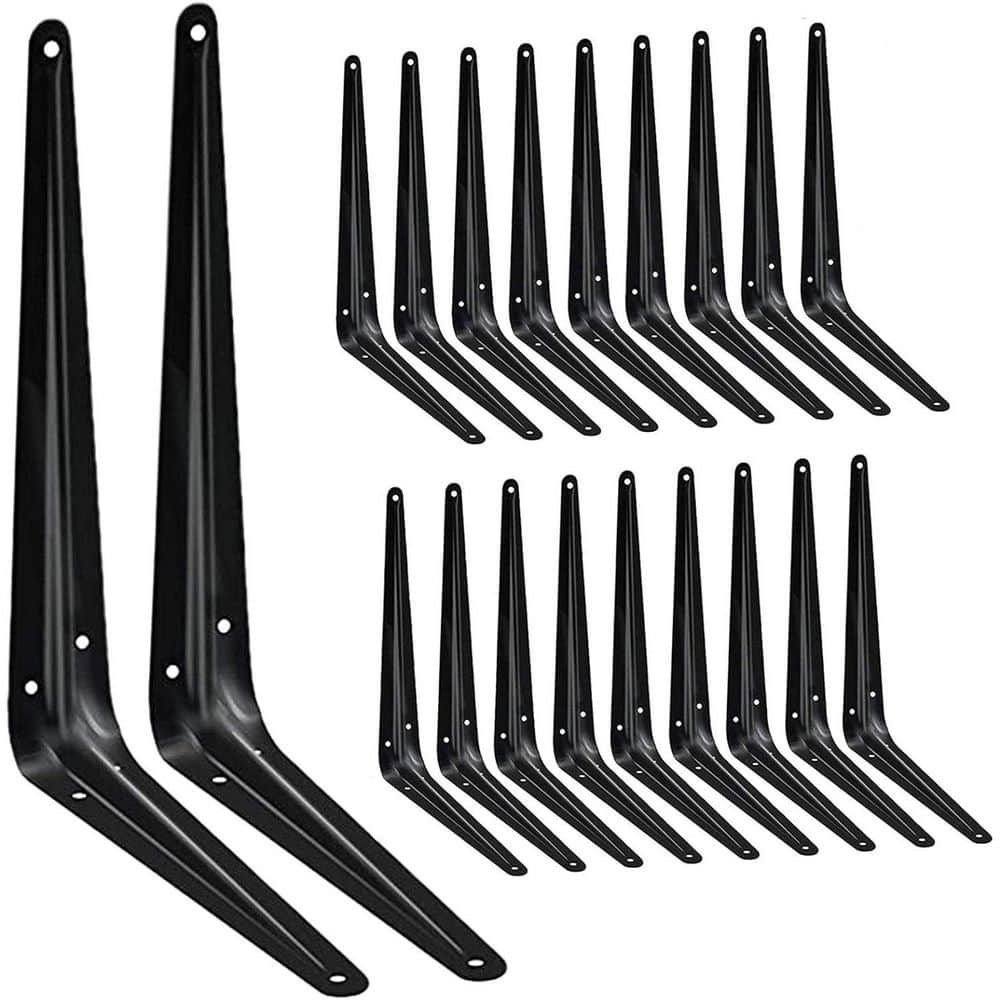 20-Pack Shelf Brackets 12 x 8 in. Heavy Duty Black Iron Metal Floating ...