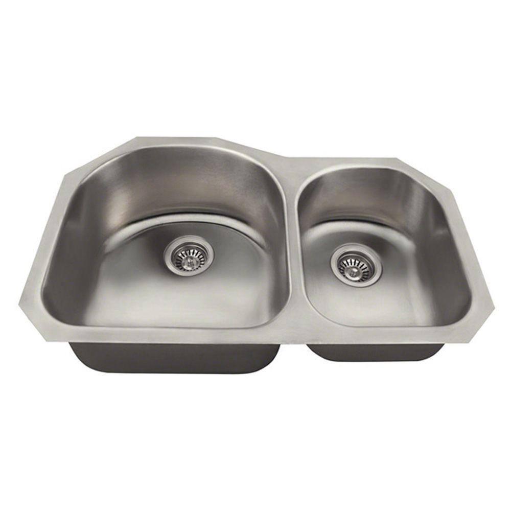 Polaris Sinks Undermount Stainless Steel 31 in. Double Bowl Kitchen ...