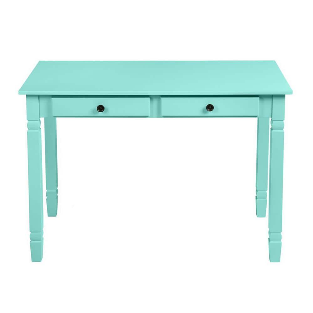 Spaco 43.3 in. Rectangle Light Blue Wood 2-Drawer Writing Desk with ...