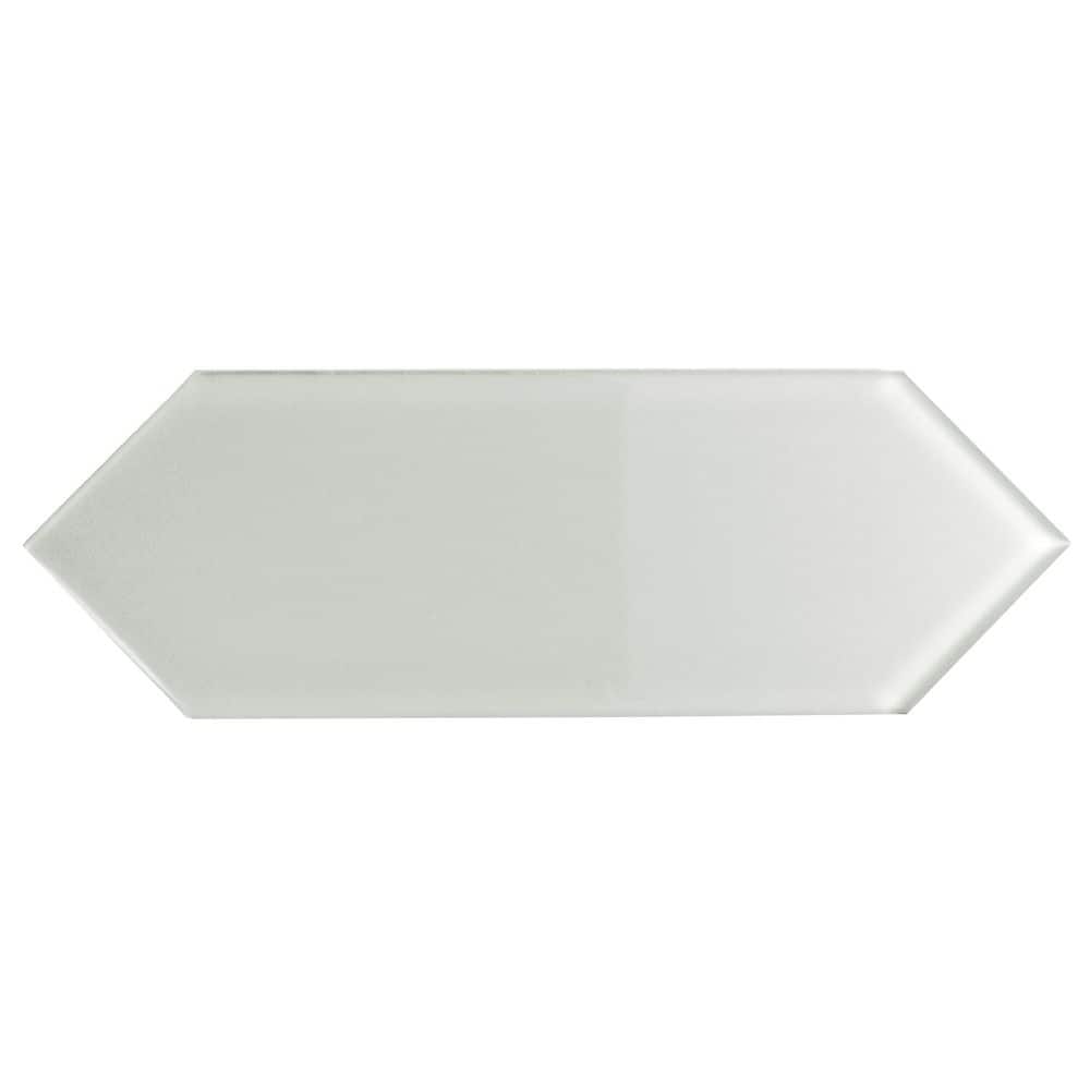 Giorbello Light Taupe 3 in. x 9 in. Hexagon Glass Subway Tile Sample ...