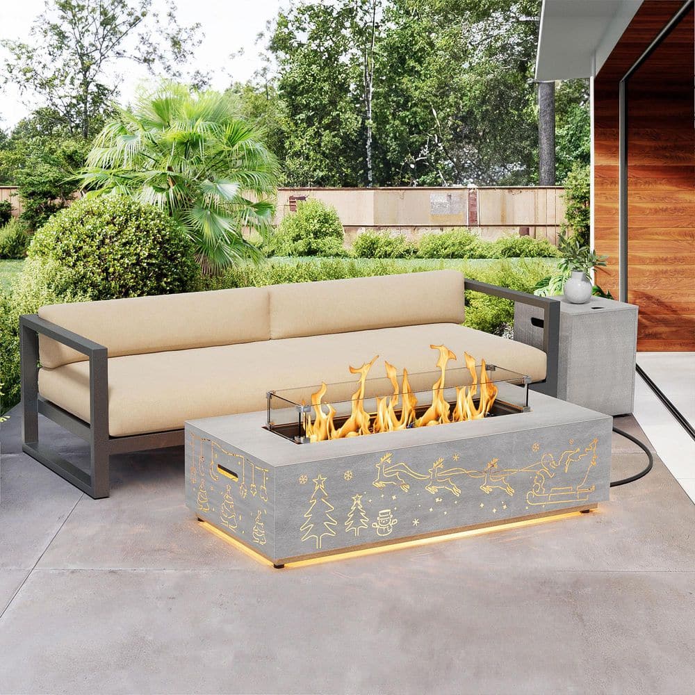 eVita 42 in. 50,000 BTU Rectangle Outdoor Propane Gas Fire Pit Table in ...