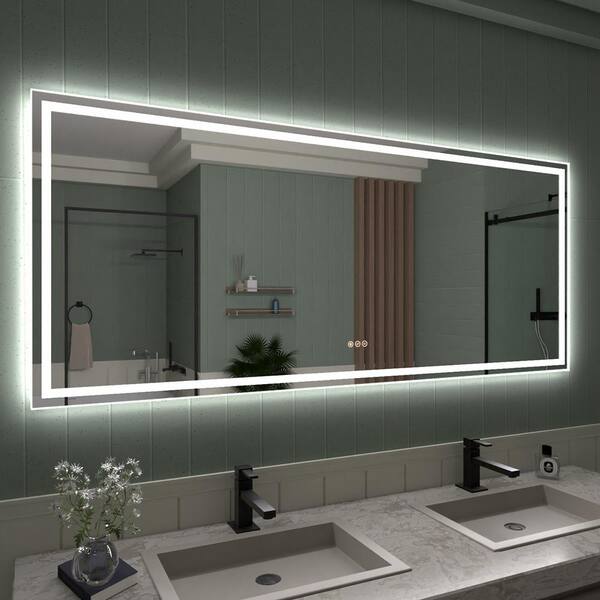 TaiMei 72 in. W x 30 in. H Rectangular Frameless LED Light Anti-Fog ...